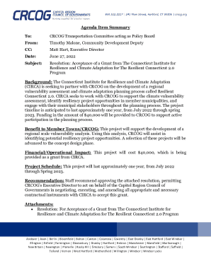 Fillable Online CRCOG Policy Board FROM: Timothy Malone, Community ...