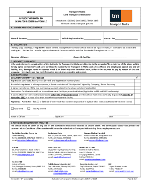 Fillable Online VEH 008 APPLICATION FORM TO CHANGE VEHICLE ENGINE Fax ...
