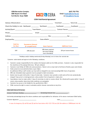 Fillable Online CERA Field Rental Agreement Fax Email Print - pdfFiller