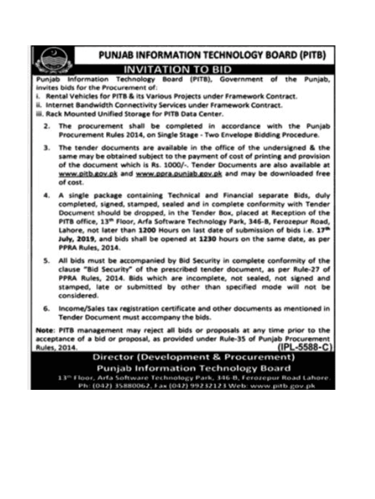 Fillable Online pitb gov tender document - PITB Fax Email Print - pdfFiller Fillable Online pitb gov tender document - PITB Fax Email Print - pdfFiller