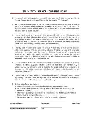 Fillable Online Telehealth Patient Consent Form - Integral Physical ...