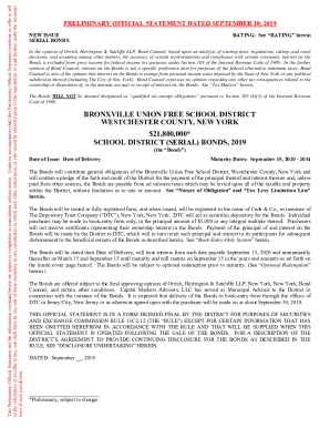 Fillable Online PRELIMINARY OFFICIAL STATEMENT DATED SEPTEMBER 10, 2019 ...