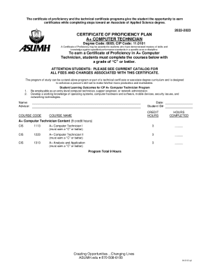 Fillable Online static visionamp CERTIFICATE OF PROFICIENCY PLAN A+ ...