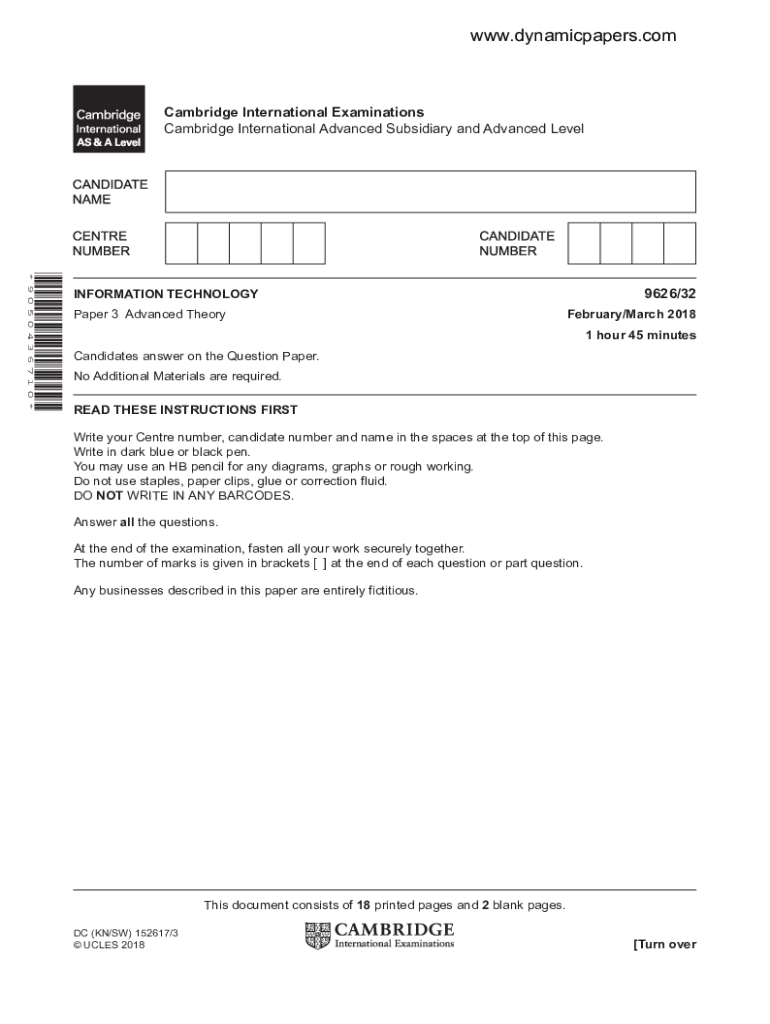 Fillable Online A Level Information Technology ... - Cambridge ...