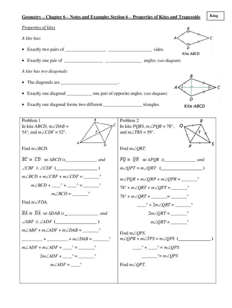 Fillable Online Geometry Chapter 6 Notes and Examples Section 6 ...