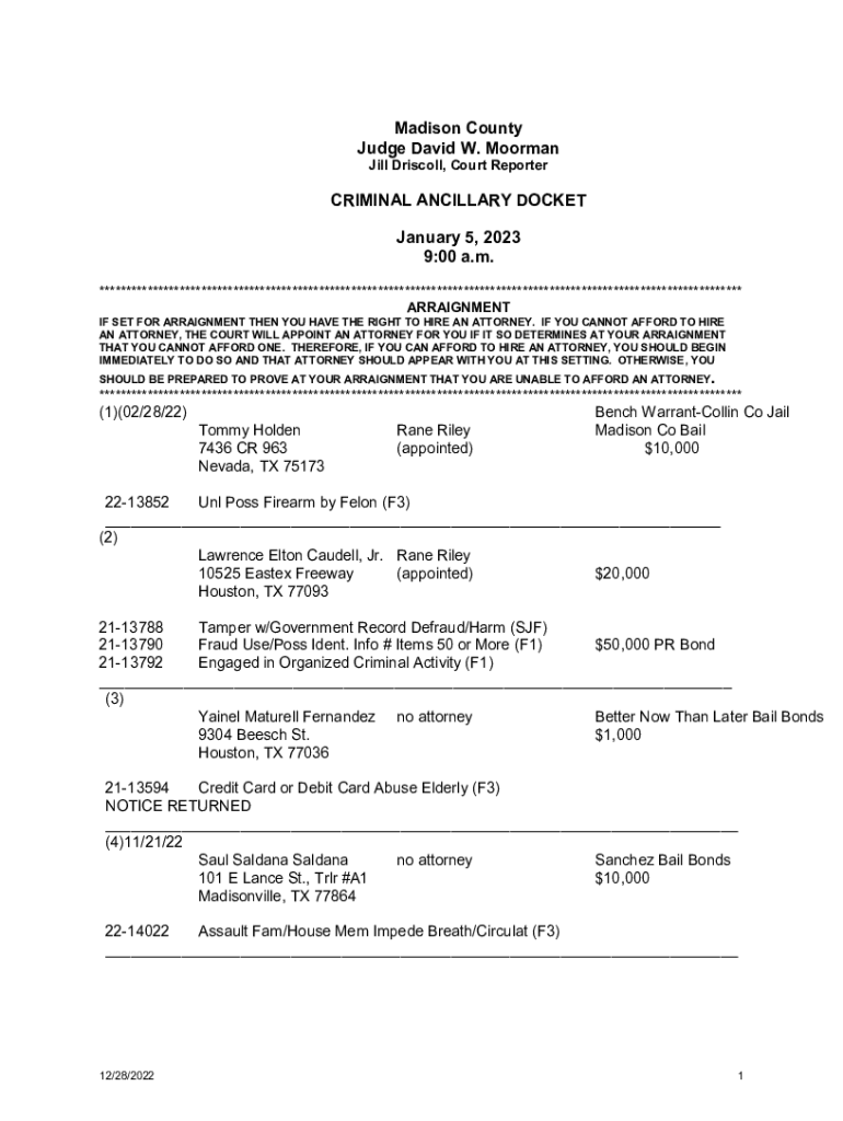 Fillable Online Madison County Judge David W. Moorman Jill Driscoll ...