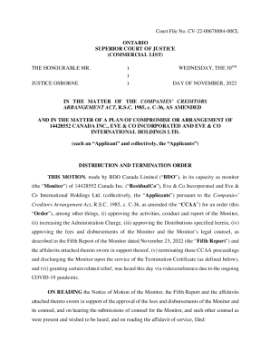 Fillable Online Distribution and Termination Order - Justice Osborne ...