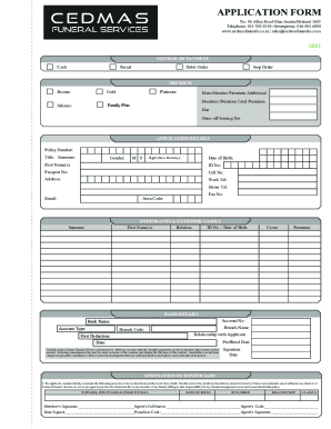 Fillable Online A4 CedMas Funeral Service Application Form Fax Email ...