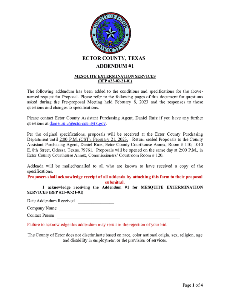 Fillable Online Fire Extinguisher Services Addendum 1.pdf - Ector ...