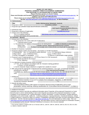 ISO/IEC JTC 1/SC 2/WG 2 PROPOSAL SUMMARY TO ... Doc Template | pdfFiller
