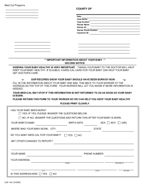 Fillable Online How do I register my baby for the Medi-Cal Access ...