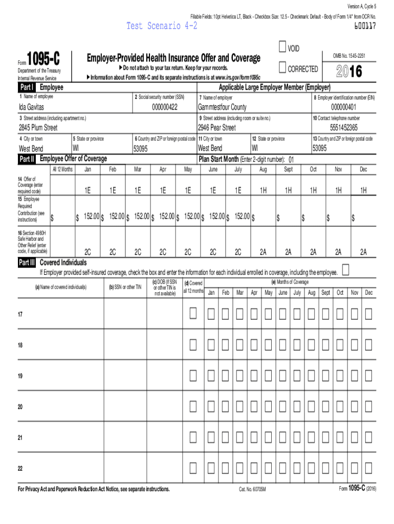 Fillable Online 1095 ACA Efile: How to Pass Test scenarios with AIR ...
