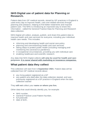 NHS Digital use of patient data for Planning or Research Doc Template ...
