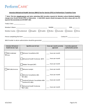 Fillable Online ibhs-fee-for-service-transition-authorization-request ...