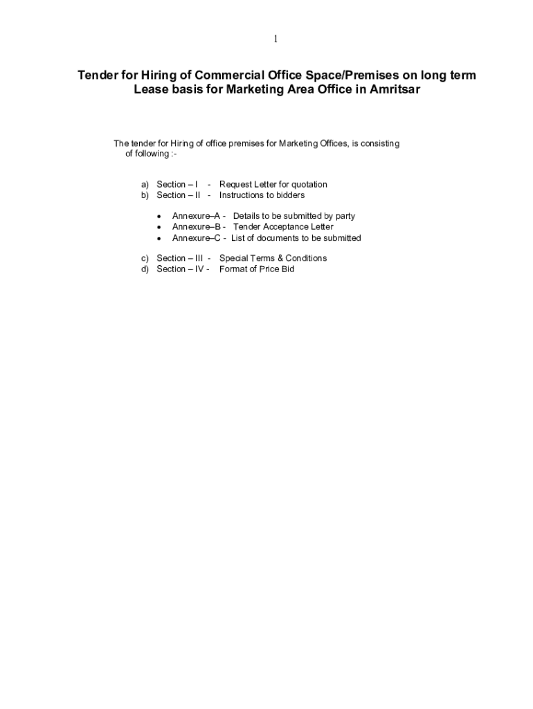 Fillable Online Tender for Hiring of Office premises for the office of ...