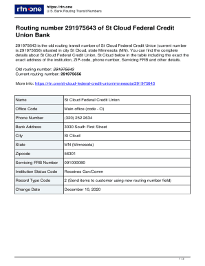 Fillable Online Routing numbers of St Cloud Federal Credit Union - RTN ...