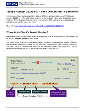 Fillable Online 000125259Transit and Routing Numbers for the Bank Of ...