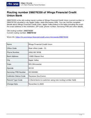 Fillable Online Routing numbers of Wings Financial Credit Union - RTN ...