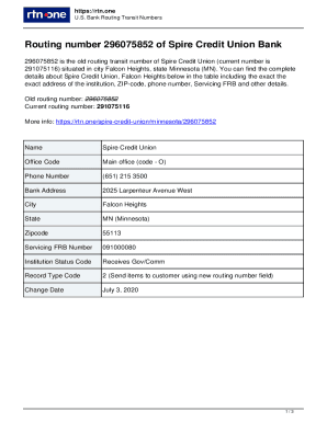 Fillable Online Routing number 291075116 of Spire Credit Union Bank ...