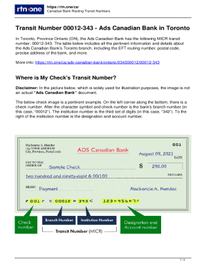 Fillable Online Ads Canadian Bank Routing Numbers and Transit (Branch ...