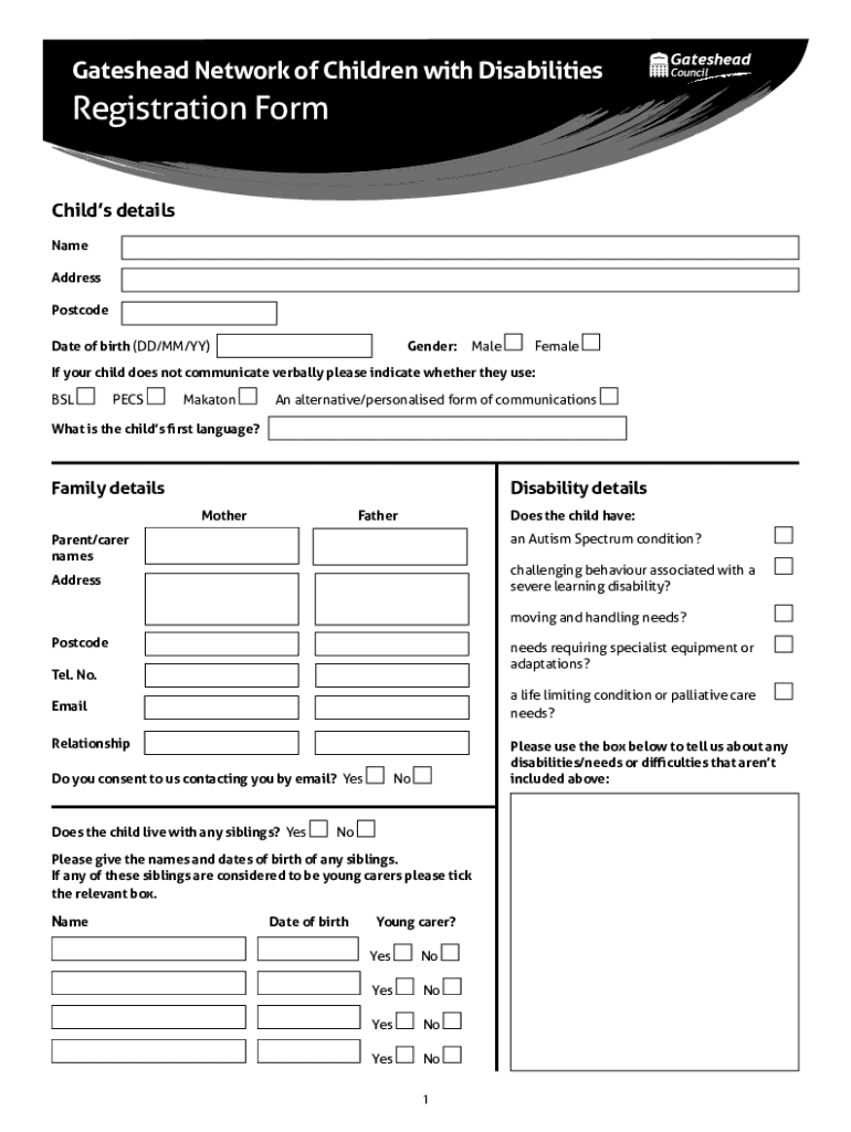 Fillable Online Network-of-Children-with-Disabilities-Registration-Form ...