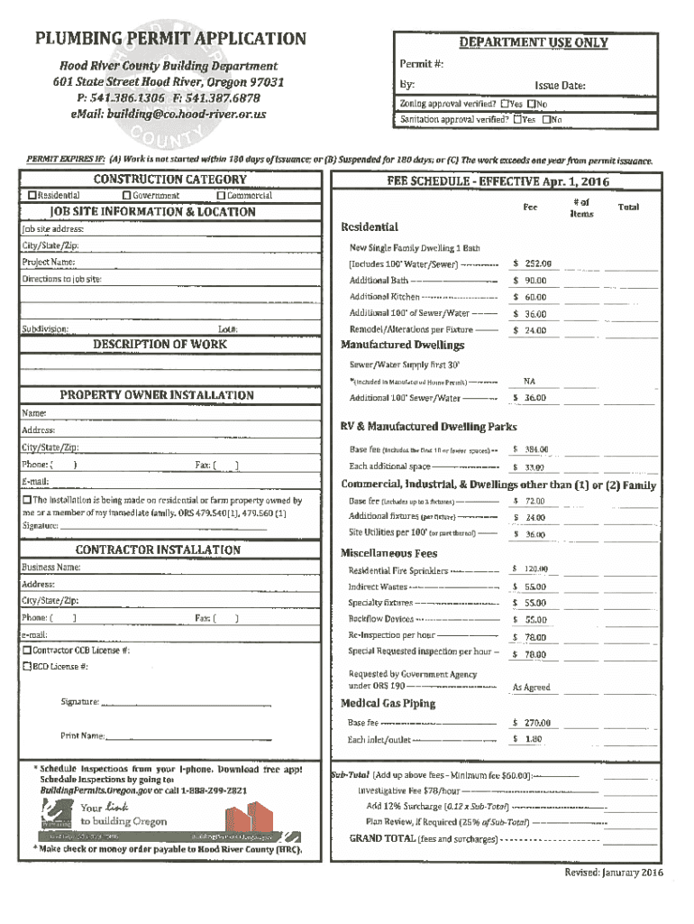 Fillable Online Plumbing and Gas - Commercial Permits and Inspections ...