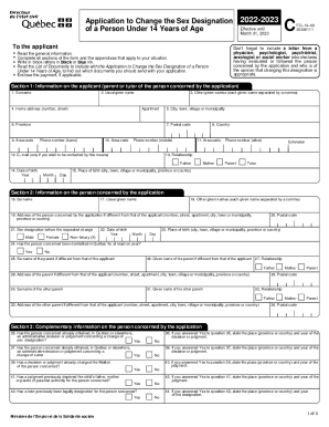 Fillable Online Application to Change the Sex Designation of a Person ...