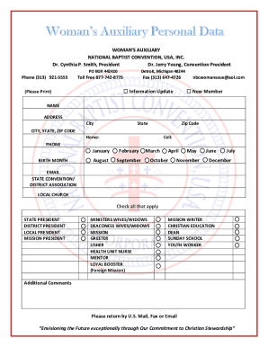 Fillable Online Woman's Auxiliary - The National Baptist Convention ...