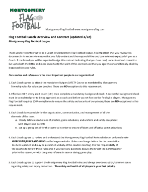 Fillable Online Flag Football Coach Overview and Contract (updated 3/22 ...