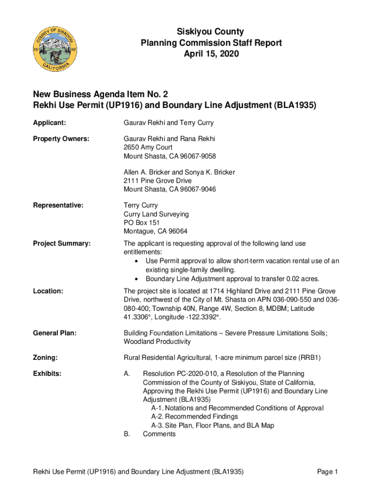 Fillable Online Siskiyou County Planning Division Fax Email Print - pdfFiller