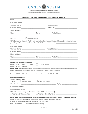 Fillable Online Laboratory Safety Guidelines, 6th Edition Order Form ...