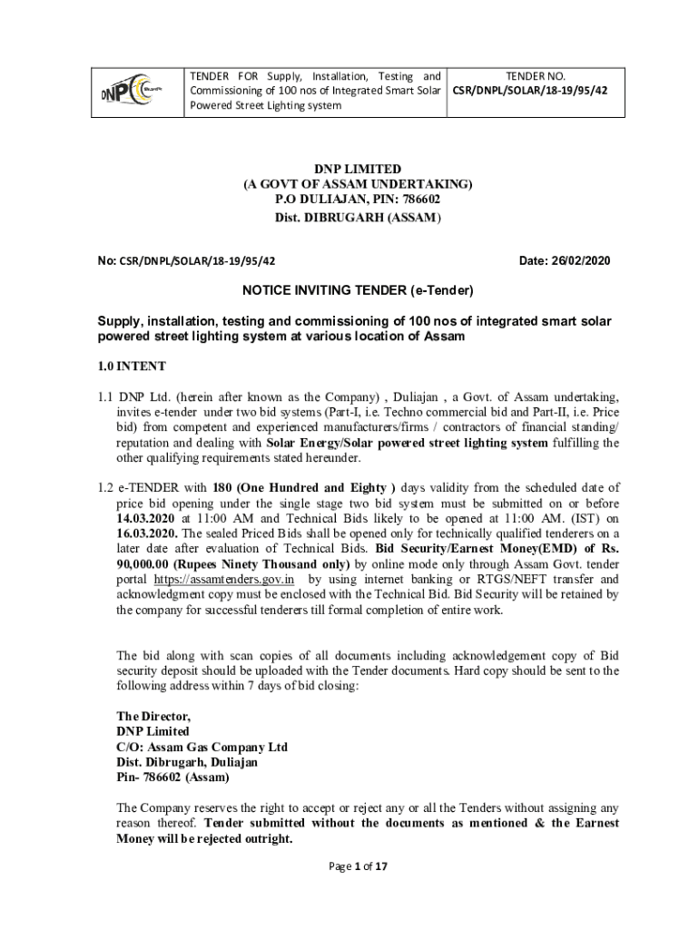 Fillable Online DNP LIMITED (A GOVT OF ASSAM UNDERTAKING) P.O ... Fax Email Print - pdfFiller