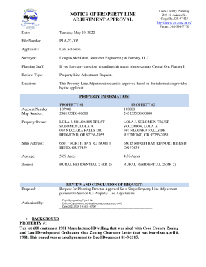 Fillable Online Notice of Property Line Adjustment Approval - Coos ...