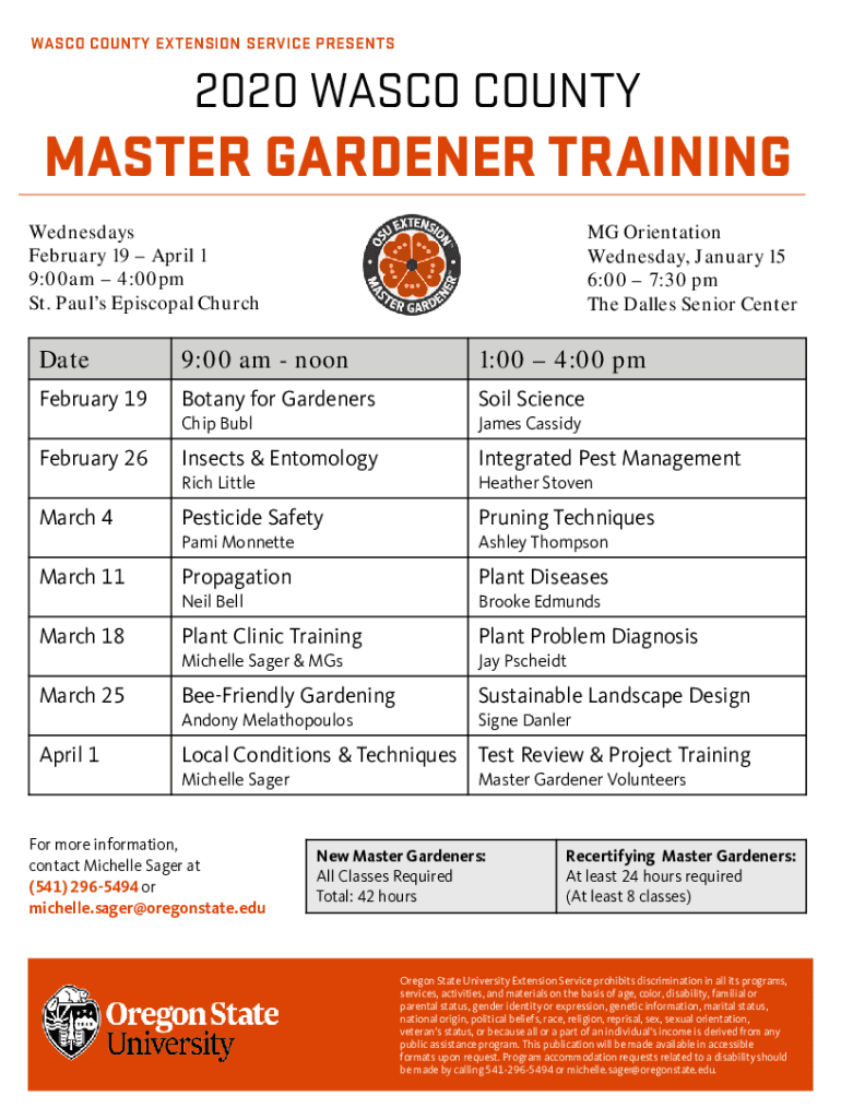 Fillable Online extension oregonstate Wasco County Master Gardeners - OSU Extension Service Fax ...