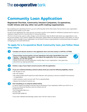 Fillable Online Community Loan Application - The Co-operative Bank Fax ...