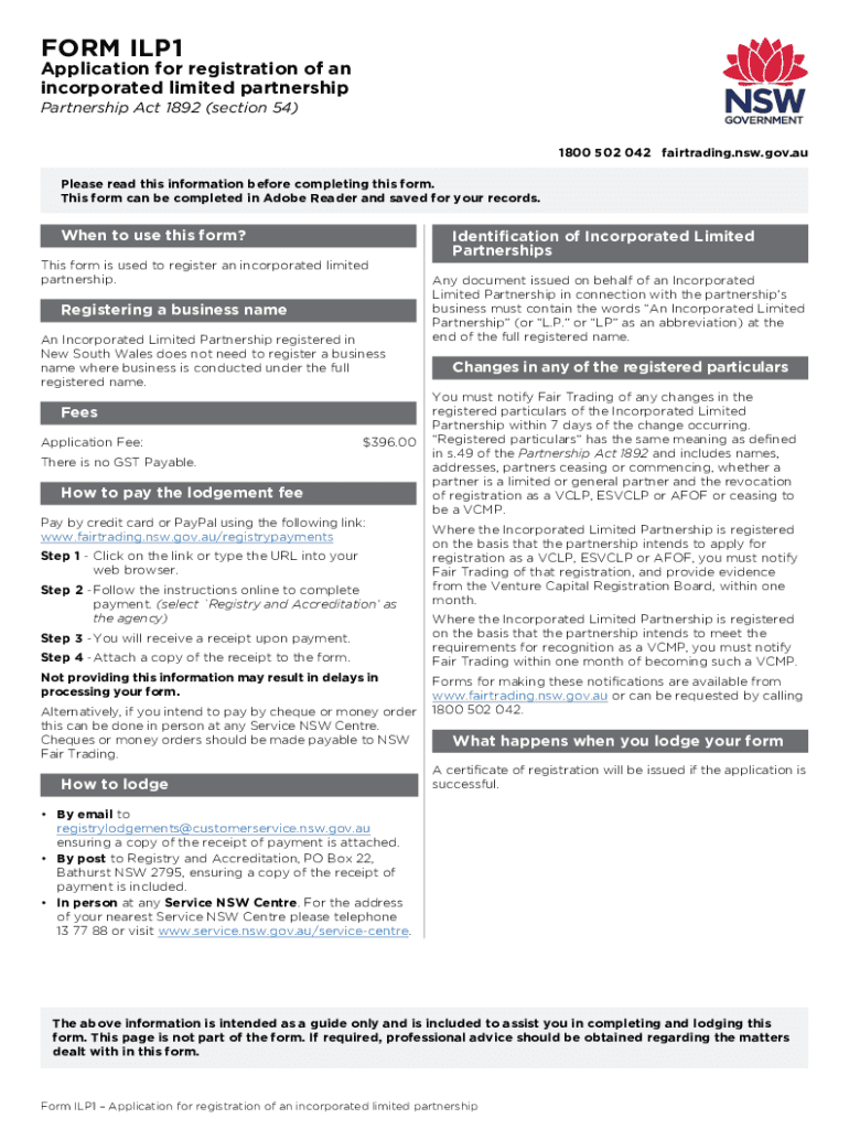 Fillable Online FORM ILP1 - Search request for incorporated limited partnership Fax Email Print ...