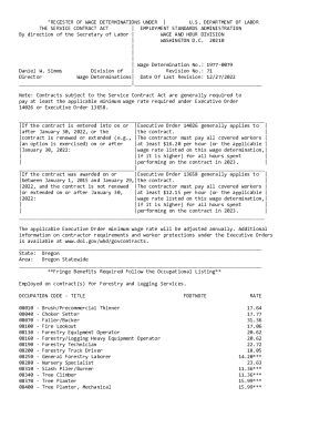 Fillable Online Wage Determinations Date Of Last Revision: 12/27/2022 ...