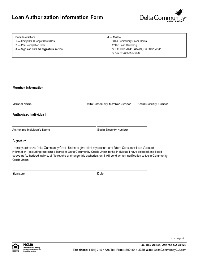 Fillable Online Loan Authorization Information Form. Loan Authorization ...