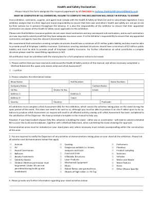 Fillable Online APPENDIX C1: HEALTH AND SAFETY DECLARATION Fax Email ...