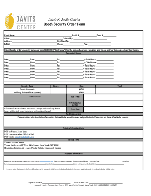 Fillable Online Jacob K. Javits Center Booth Security Order Form - ASP ...
