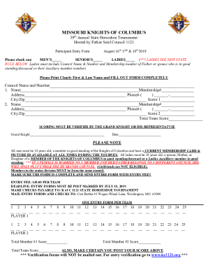 Fillable Online Entry Form - KNIGHTS OF COLUMBUS Fax Email Print ...
