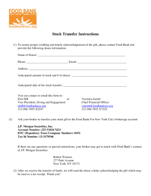 Fillable Online STOCK DONATION FORM (Electronic Delivery) Fax Email ...