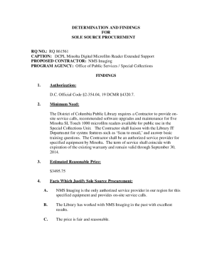 Fillable Online DETERMINATION AND FINDINGS - DC Public Library Fax ...