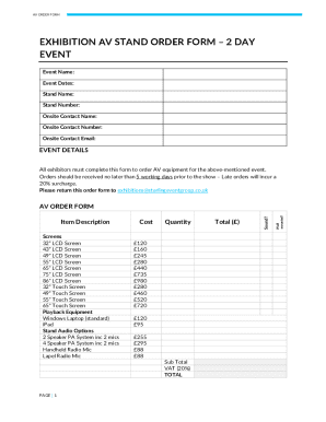 Fillable Online Exhibitor Form AV Request Fax Email Print - pdfFiller