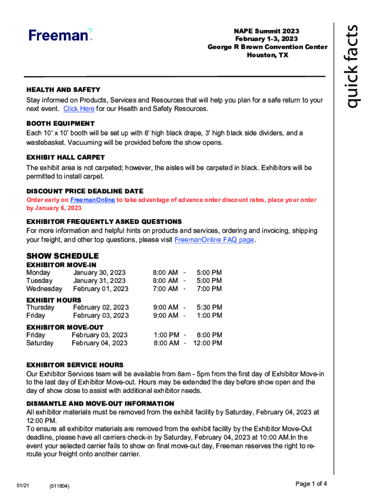 Fillable Online quick facts - NAPE Expo Fax Email Print - pdfFiller
