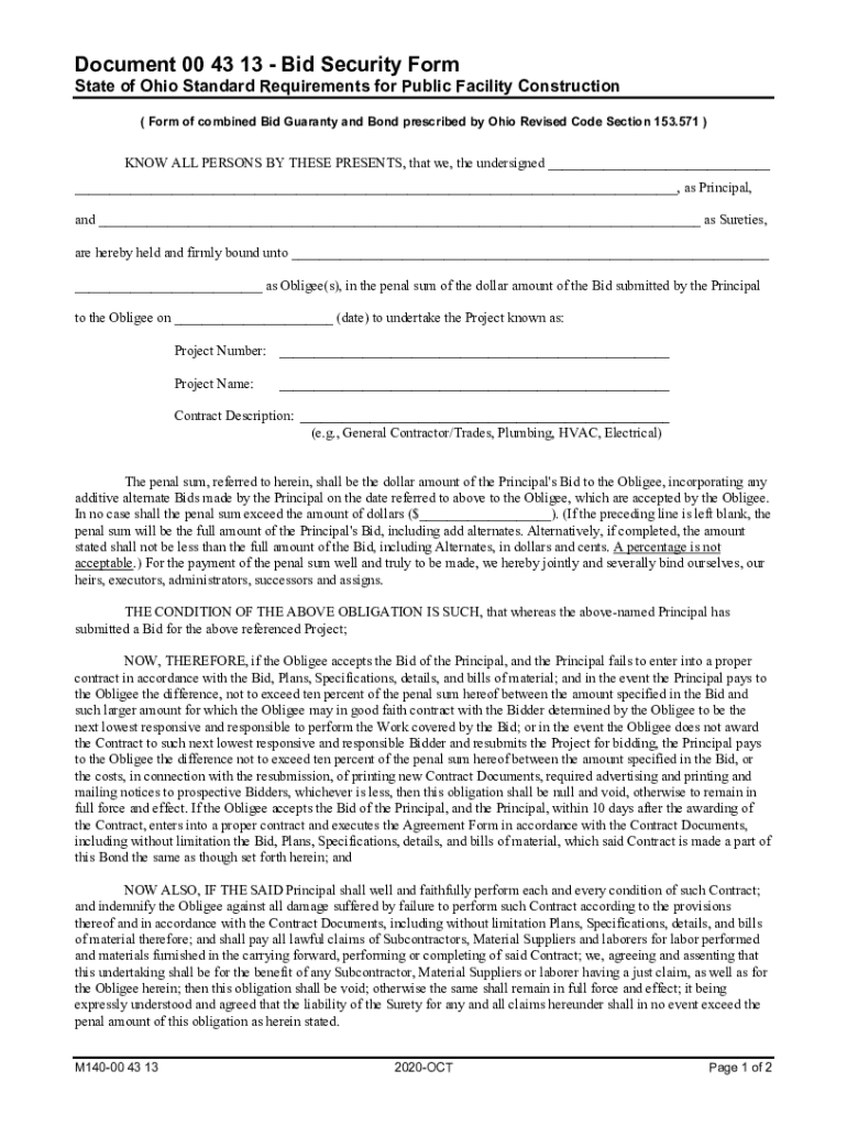 Fillable Online Bid Form (General Contract - Multiple Packages ...