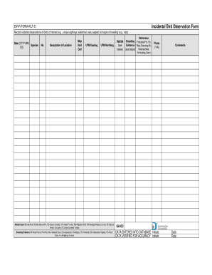 Fillable Online Incidental Bird Observation Form Fax Email Print ...