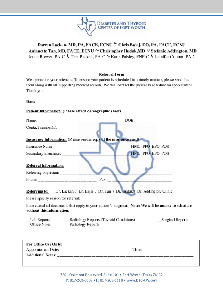 Fillable Online Darren Lackan, MD, PA, FACE, ECNU Chris Bajaj, DO, PA ...