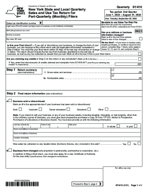 Fillable Online Form ST-810 New York State and Local Quarterly Sales ...