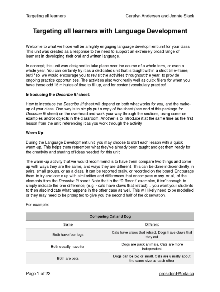 Fillable Online Learning Language and Loving ItHanen Program for Early ...
